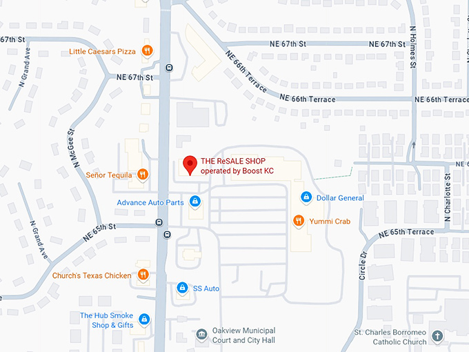 the resale shop operated by boost kc map