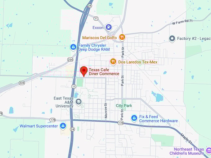 16. texas cafe diner commerce map