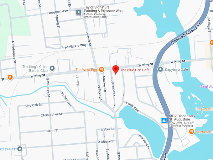 the blue hen café map