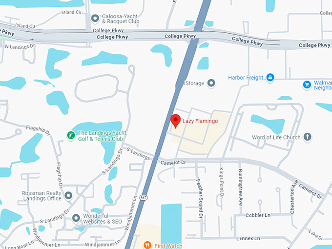 16. the lazy flamingo map