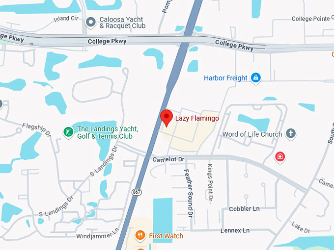 16. the lazy flamingo map