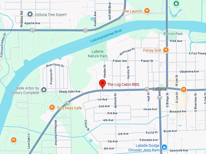 16. the log cabin bbq map