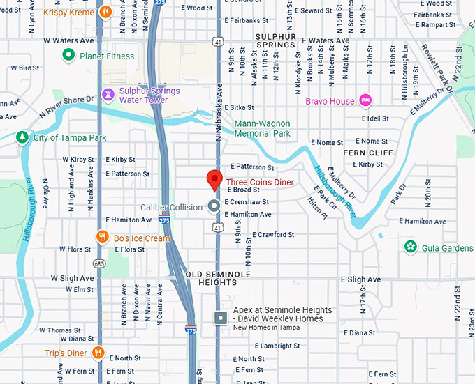16. three coins diner map