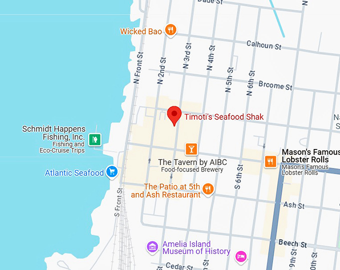 16. timoti's seafood shack map