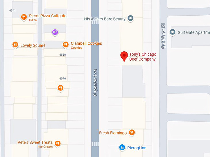 16. tony's chicago beef company map