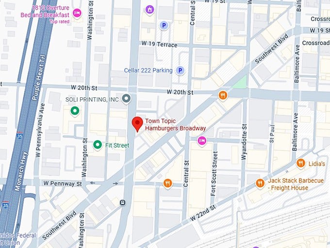 town topic hamburgers broadway map