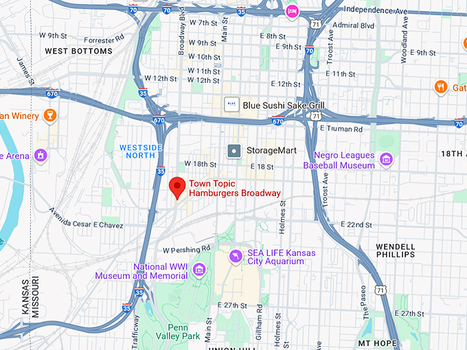 16. town topic hamburgers broadway map