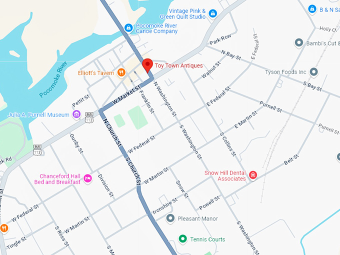 16. toy town antiques & more map