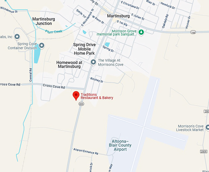 16. traditions restaurant & bakery map