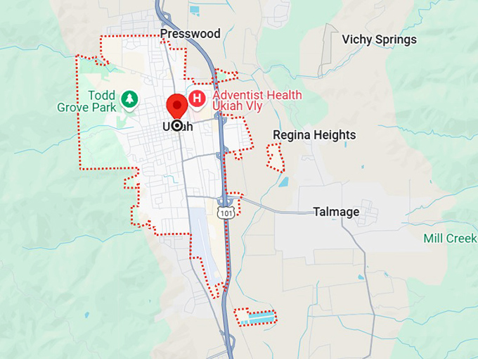16. ukiah, ca map