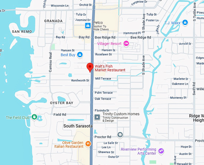 16. walt's fish market restaurant map