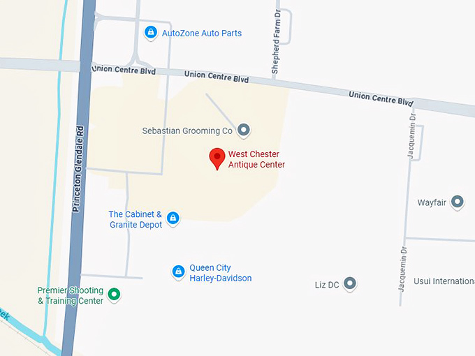 west chester antique center map