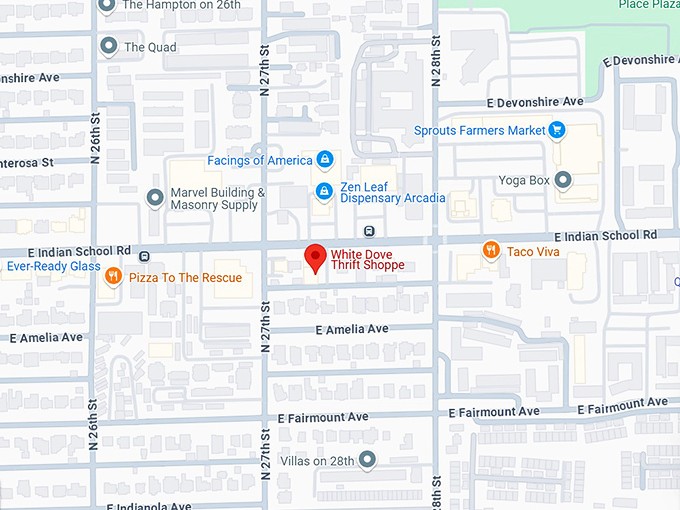 16. white dove thrift shoppe (2711 e indian school rd) map
