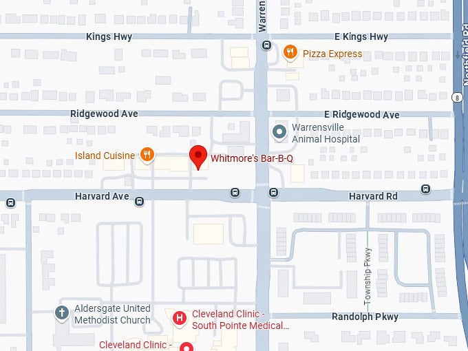 16. whitmore's bar b q map