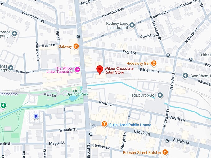 wilbur chocolate retail store map