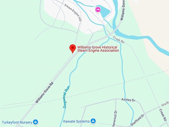 16. williams grove historical steam engine association map