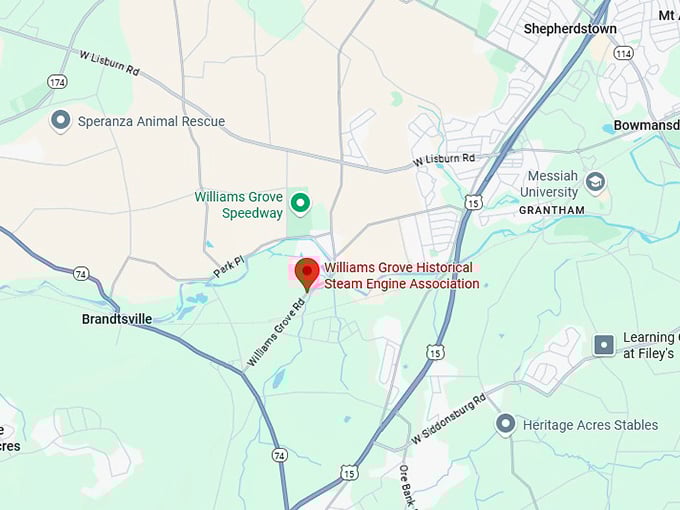 16. williams grove historical steam engine association map