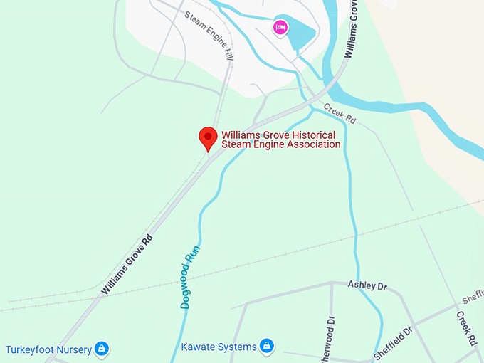 16. williams grove historical steam engine association map