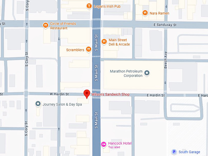 16. wilson's sandwich shop map