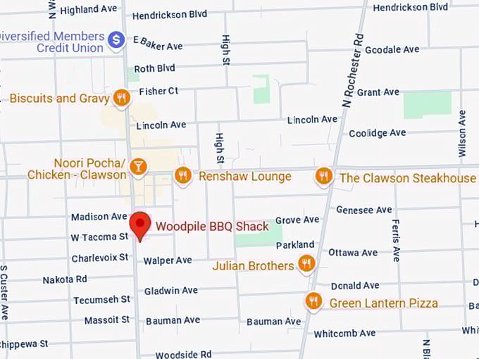 16. woodpile bbq shack map