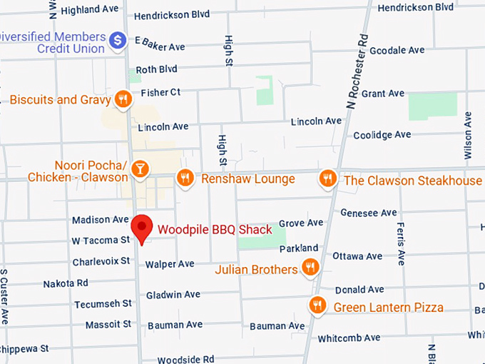 16. woodpile bbq shack map