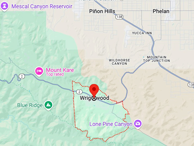 16. wrightwood, ca map