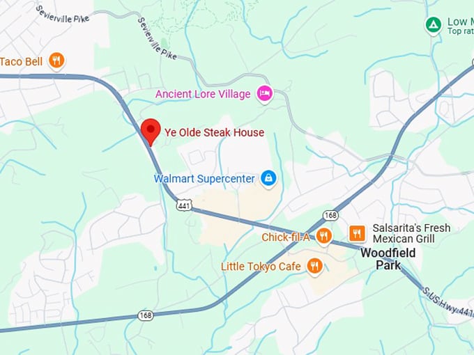 16. ye olde steak house map