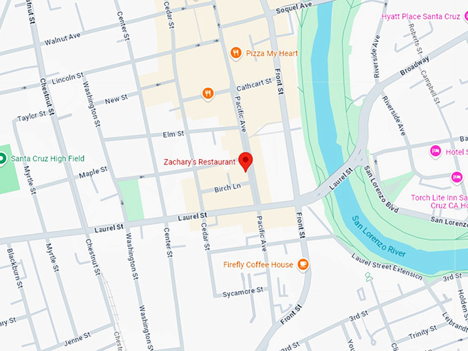 16. zachary's restaurant map