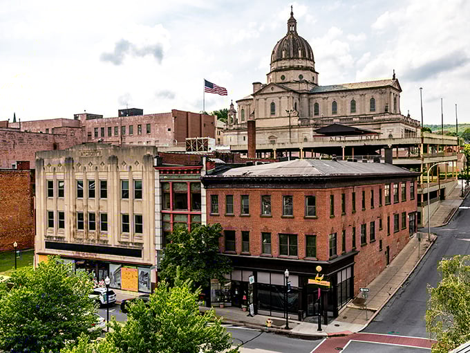 Downtown Altoona's historic charm shines with its iconic domed courthouse standing proudly above brick buildings that have witnessed generations of stories.