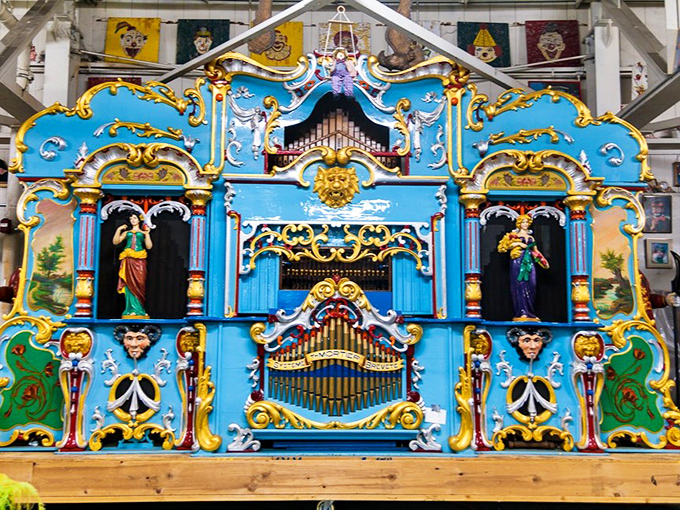 This magnificent mechanical music machine isn't just colorful - it's a time machine that plays its own soundtrack. Pure carnival magic!