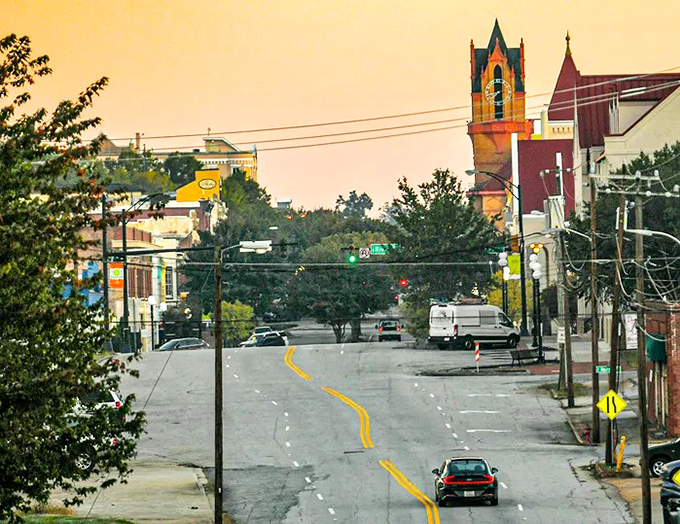 "Sunset paints Anderson's historic skyline in golden hues. That church steeple has witnessed more small-town stories than a lifetime of Southern novels."
