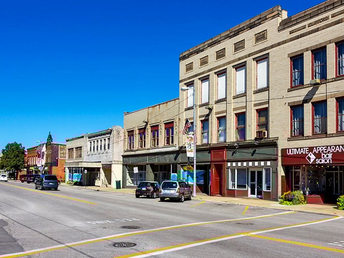 Historic brick buildings line Ashtabula's Main Street, where time seems to slow down and conversations linger like the afternoon sun.