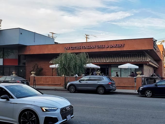 The iconic storefront of Bay Cities, where sandwich dreams come true and the line is always worth the wait.