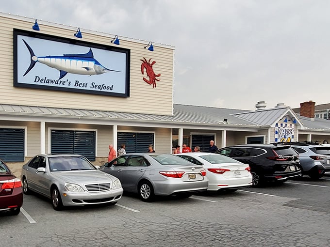 Big Fish Grill's no-nonsense exterior hides a seafood paradise that locals have treasured for years. That marlin sign isn't joking around!