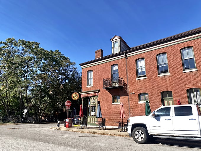 The historic brick exterior of Blues City Deli stands proudly on a corner, a St. Louis sandwich landmark that's seen more lunch rushes than Cardinals home games.
