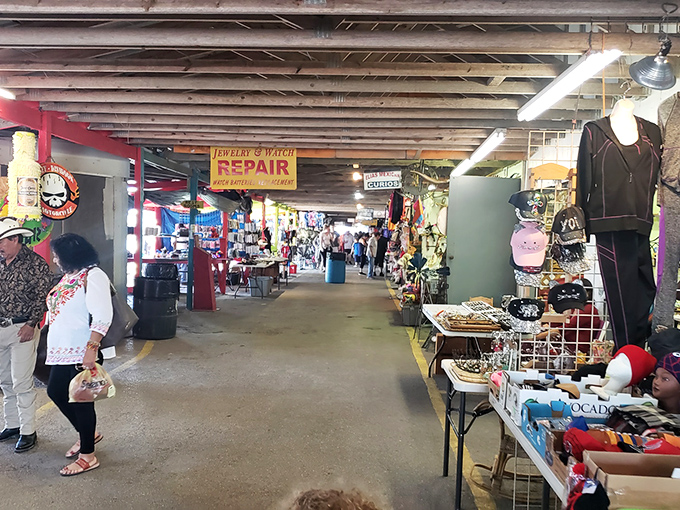 Indoor treasure hunting at its finest! Bussey's covered walkways protect shoppers from Texas heat while they search for hidden gems.