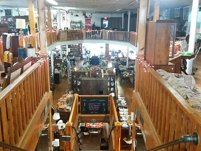Looking down from the second floor of Clinton Antique Mall feels like being a kid in the world's biggest treasure chest!
