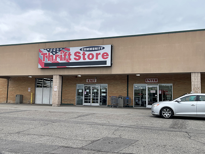 The unassuming exterior of Community Thrift Store hides a treasure trove within. Like finding a secret passage to bargain heaven!