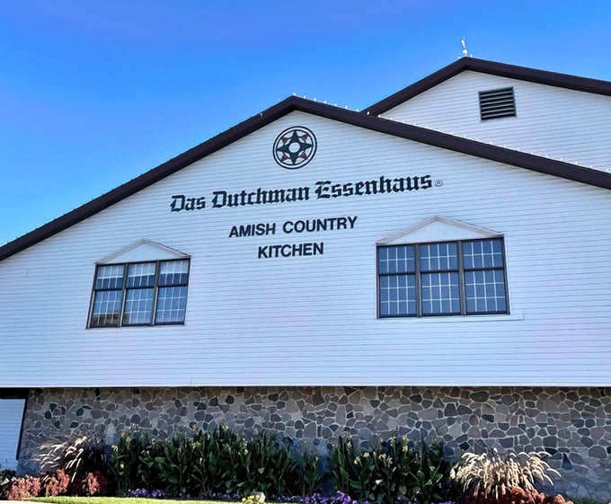 Das Dutchman Essenhaus: The white farmhouse exterior of this Amish dining landmark stands proudly against the blue Indiana sky, promising comfort food that'll make you want to move in.