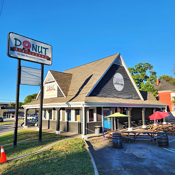 The A-frame charm of Donut Distillery beckons like a sweet siren call. With "50 mini reasons to smile," resistance is clearly futile!