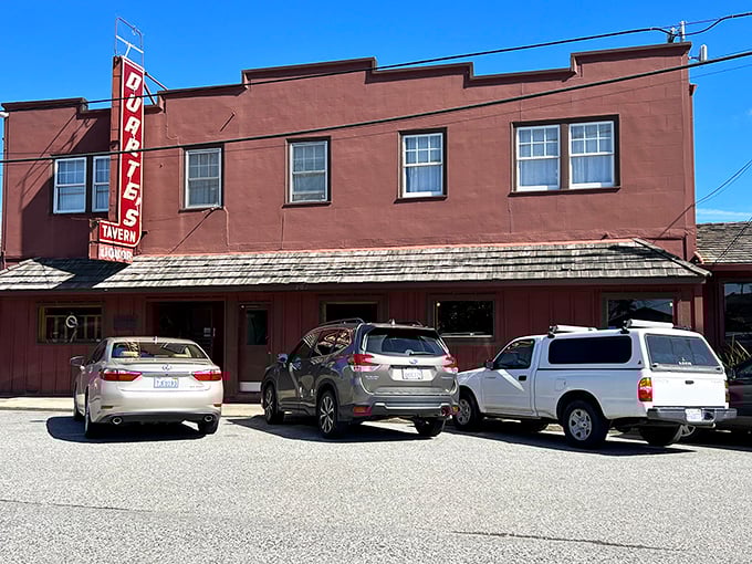 The iconic red exterior of Duarte's Tavern stands like a time capsule in Pescadero, promising artichoke soup that'll change your life.
