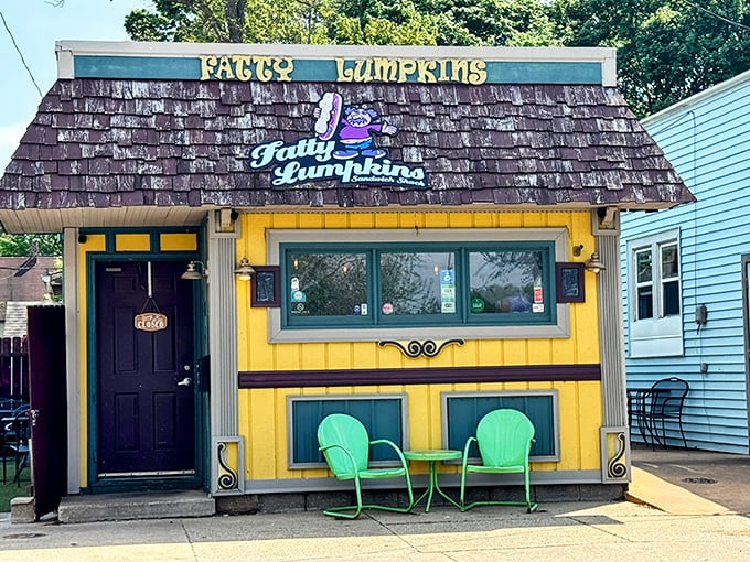 That bright yellow facade with purple trim isn't just cheerful—it's a beacon for sandwich lovers everywhere.
