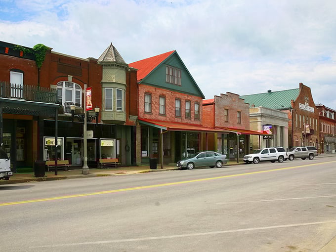 Main Street magic unfolds where brick buildings whisper tales of Missouri's German heritage and simpler times.