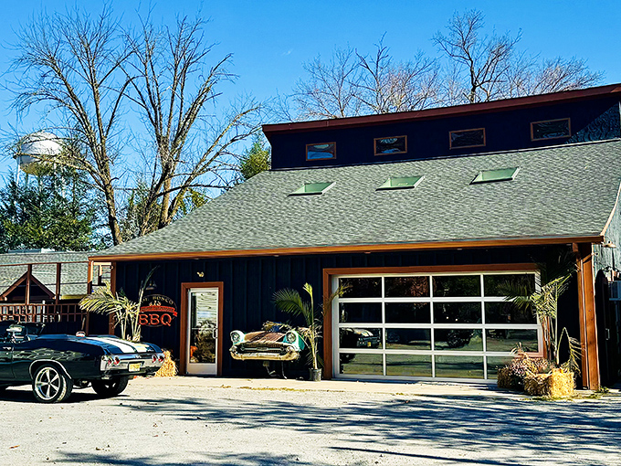 Joe Bosco's rustic charm beckons BBQ lovers with its garage-door front and vintage car decor. Smoke signals of deliciousness ahead!