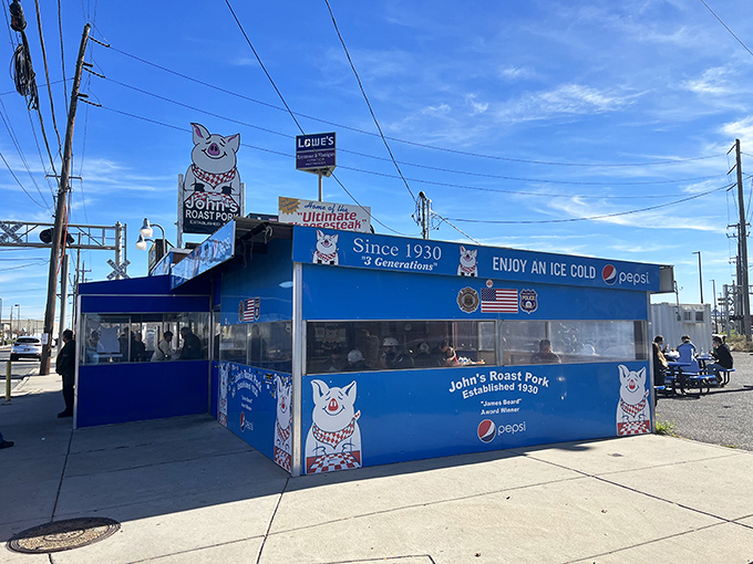 John's Roast Pork: That iconic blue shack with the smiling pig logo promises cheesesteak nirvana that's worth every minute in line.