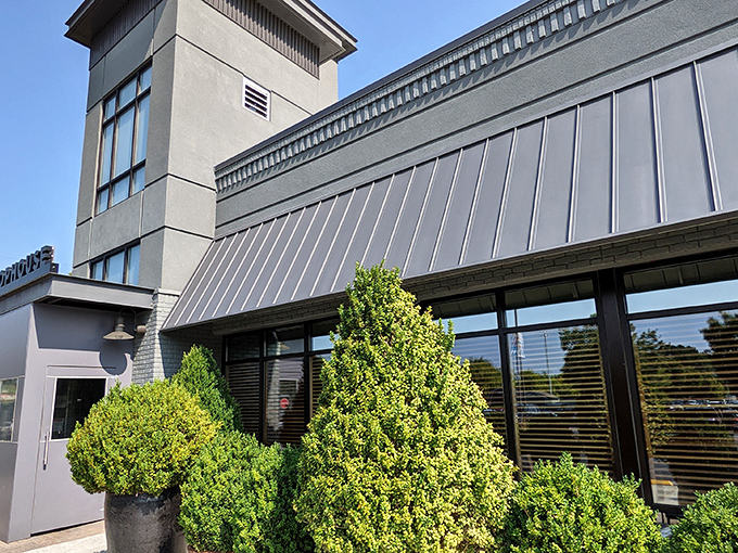 The sleek exterior of Kaiser's Chophouse promises what lies within—serious steak business without unnecessary frills.