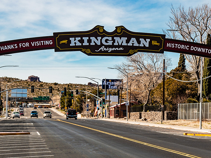 Kingman welcomes you with this grand archway - like a friendly giant saying 'come on in' to the Route 66 adventure that awaits!