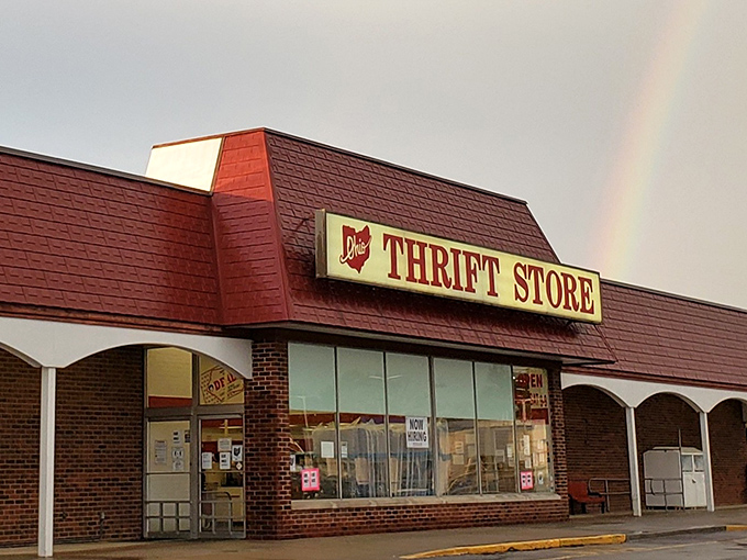 A rainbow welcomes thrifters to Ohio Thrift Store &ndash; Mother Nature's way of pointing to where the real treasures are hiding!