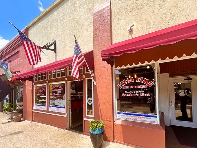 Pizza Time's charming storefront brings a slice of New York to St. Augustine's historic streets. Those red awnings practically scream "get in here now!"