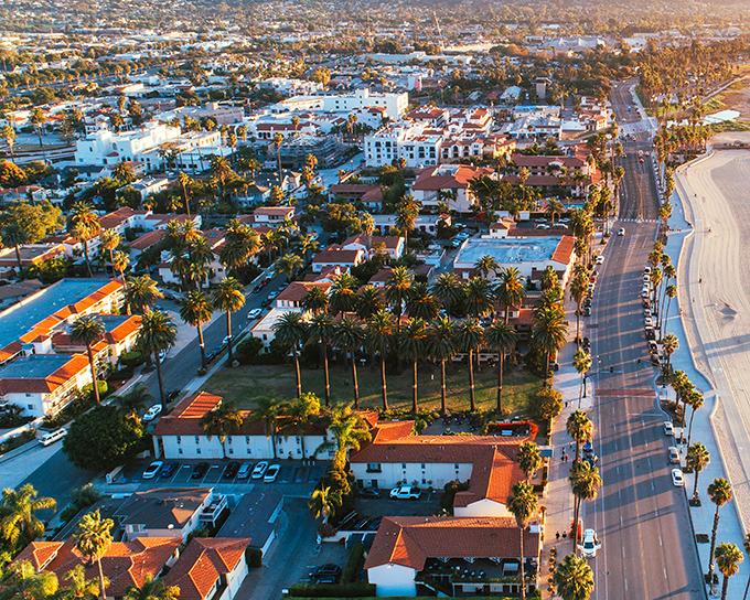 Santa Barbara's red-tiled roofs create a Spanish postcard that never gets old or tiresome. 